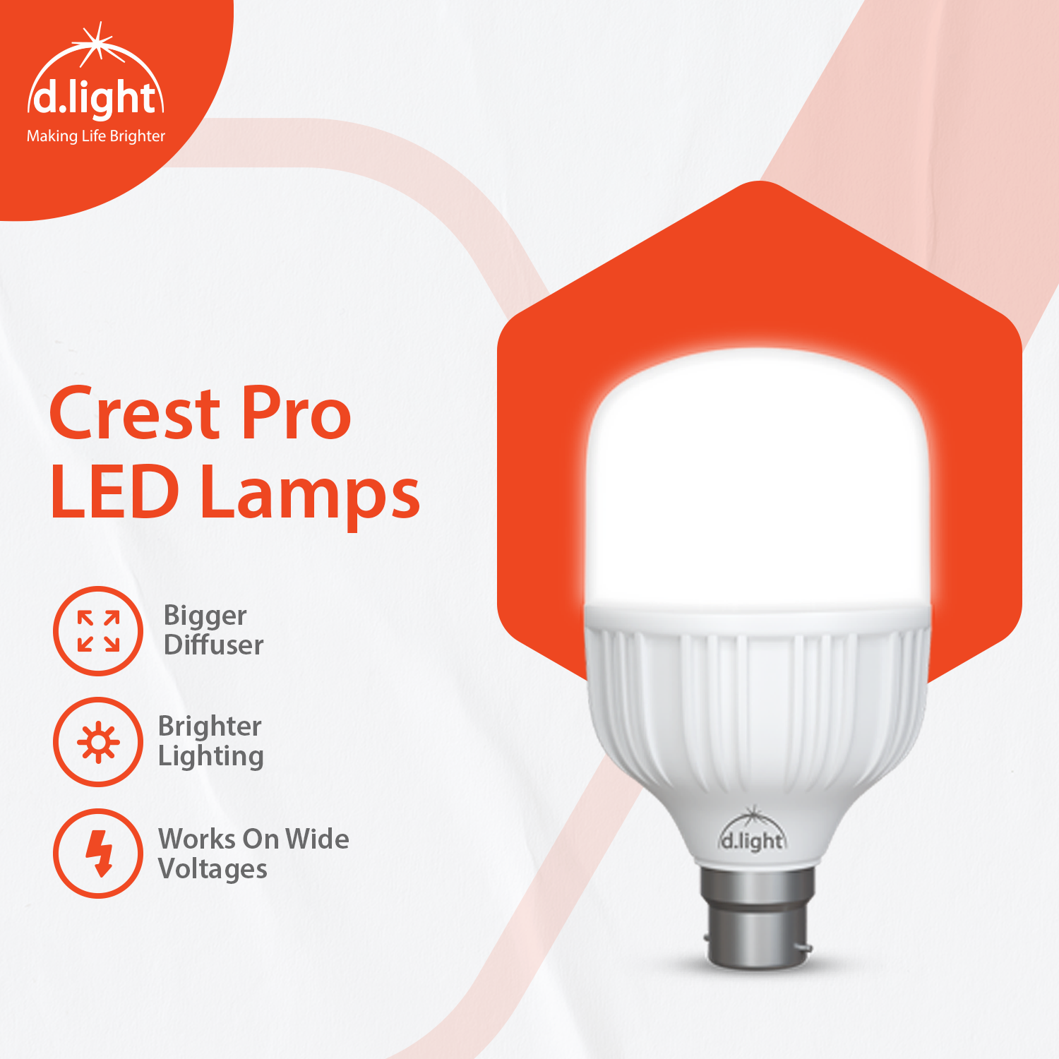 d.light 60W Crest Pro LED Lamp_Cool Day Light (White light) Pack of 10