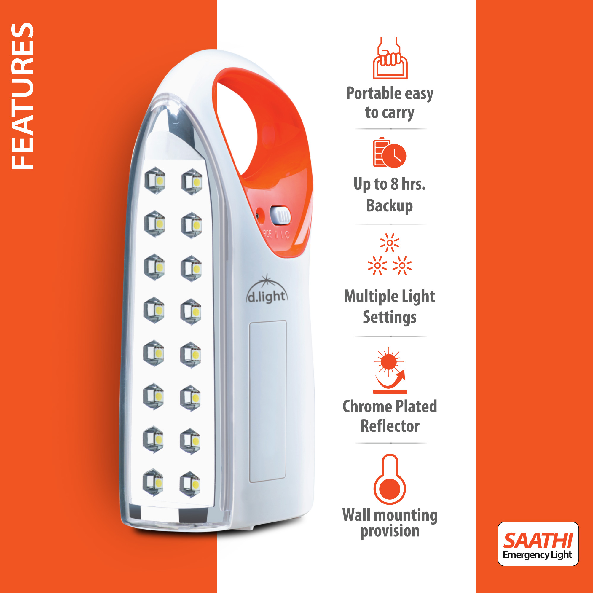 d.light Saathi 5W LED Emergency Light with upto 8 hours backup - Pack ...