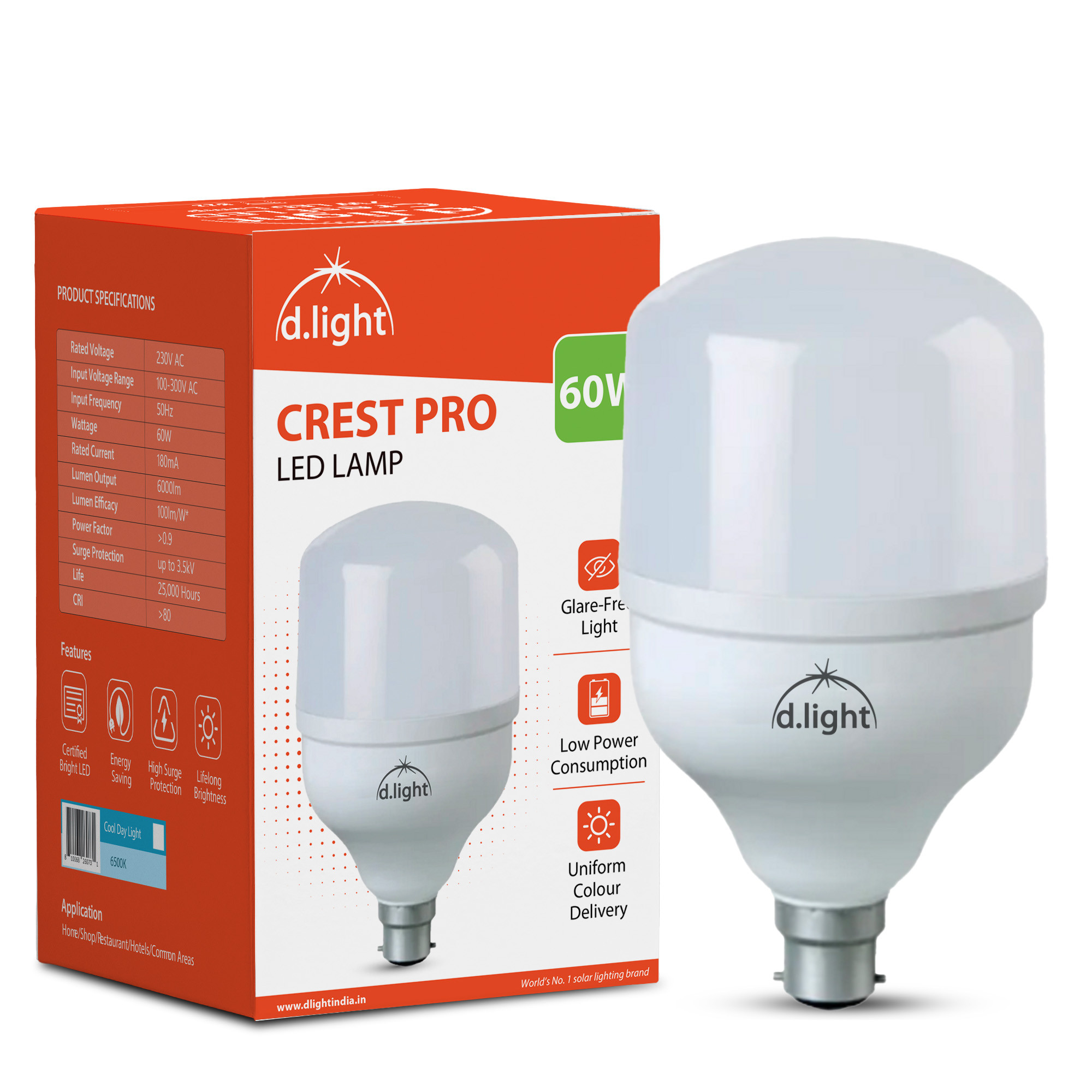 d.light 60W Crest Pro LED Lamp_Cool Day Light (White light) Pack of 10